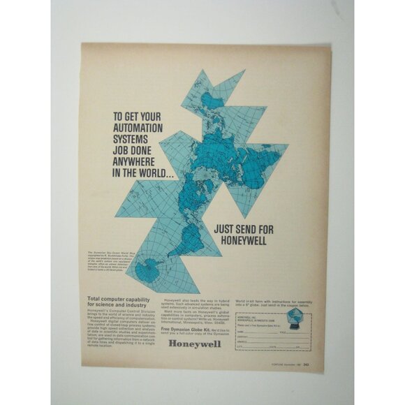 Honeywell | Art | Vintage 967 Honeywell Dymaxion Globe Kit Automation ...